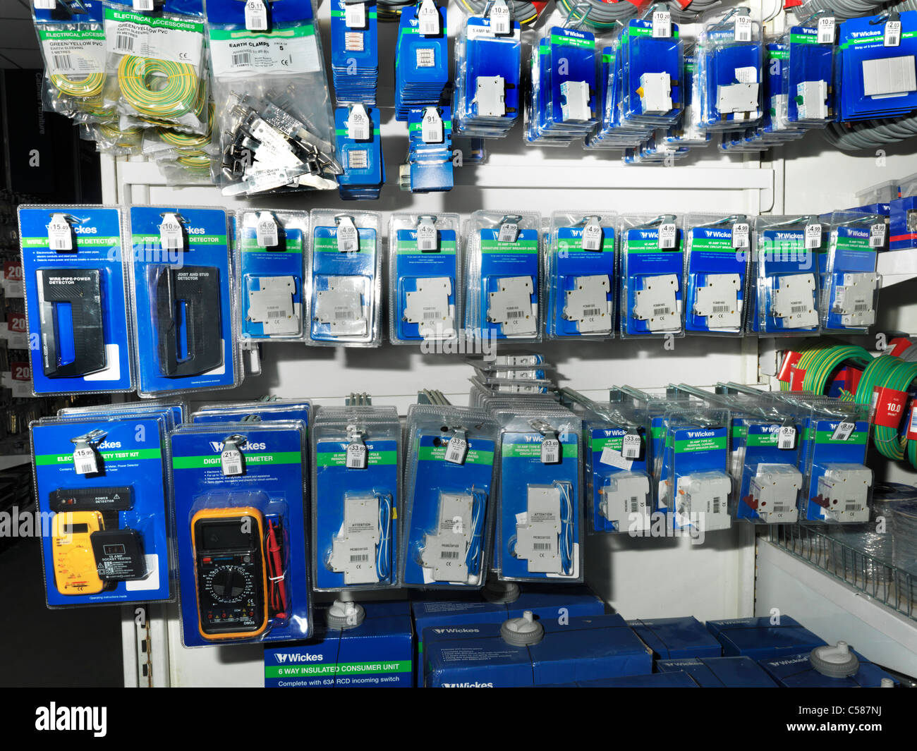 Electrical Fitting On Shelves In D.I.Y Store Circuit Breakers And ...