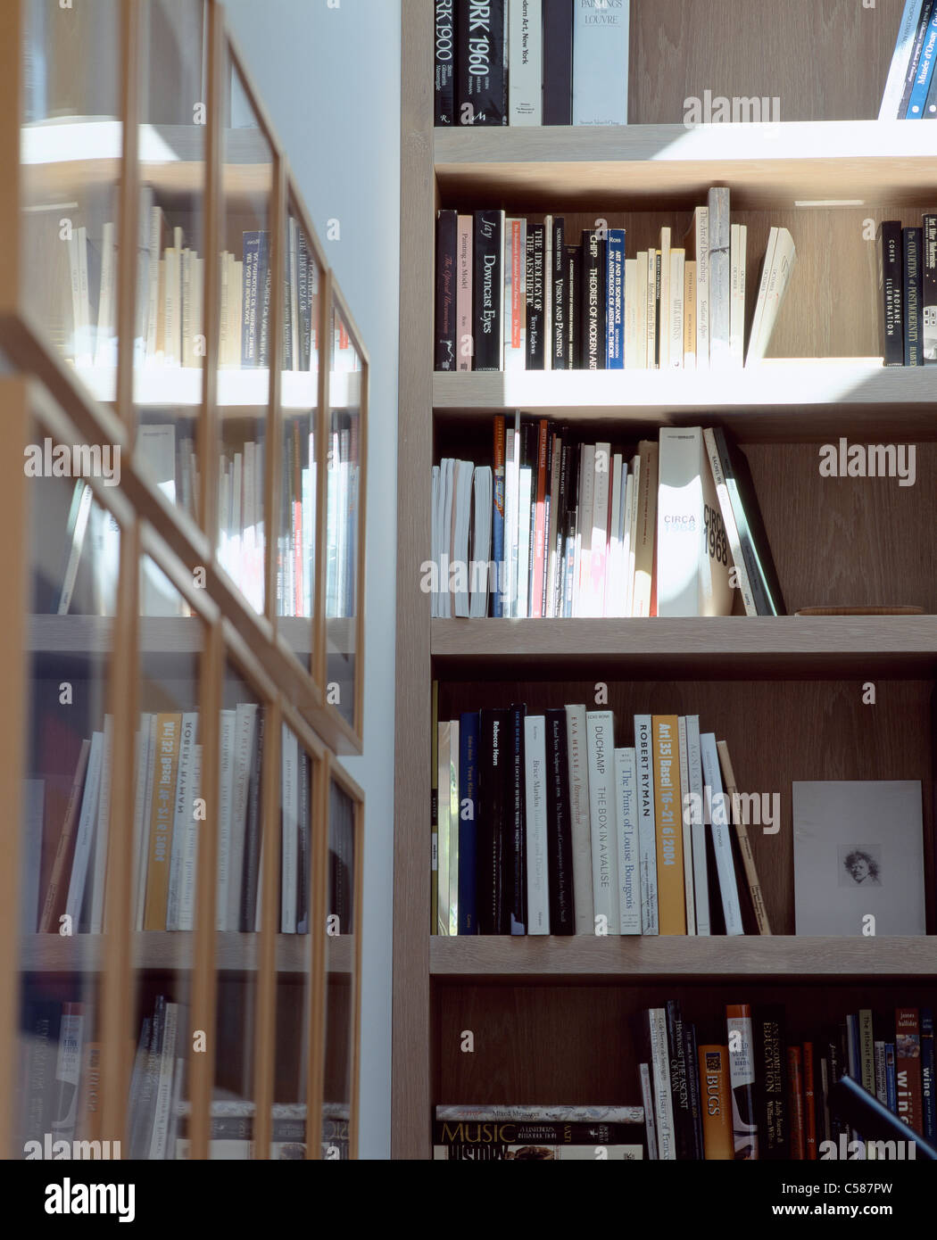 Picture frames and book shelves Stock Photo - Alamy