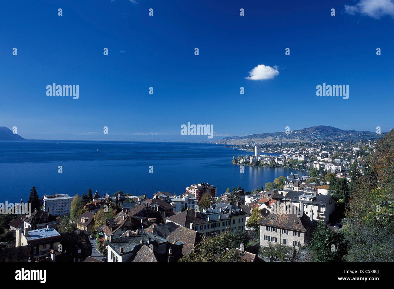 Switzerland, Europe, scenery, lake, Vaud, Montreux, Lac Léman, lake ...