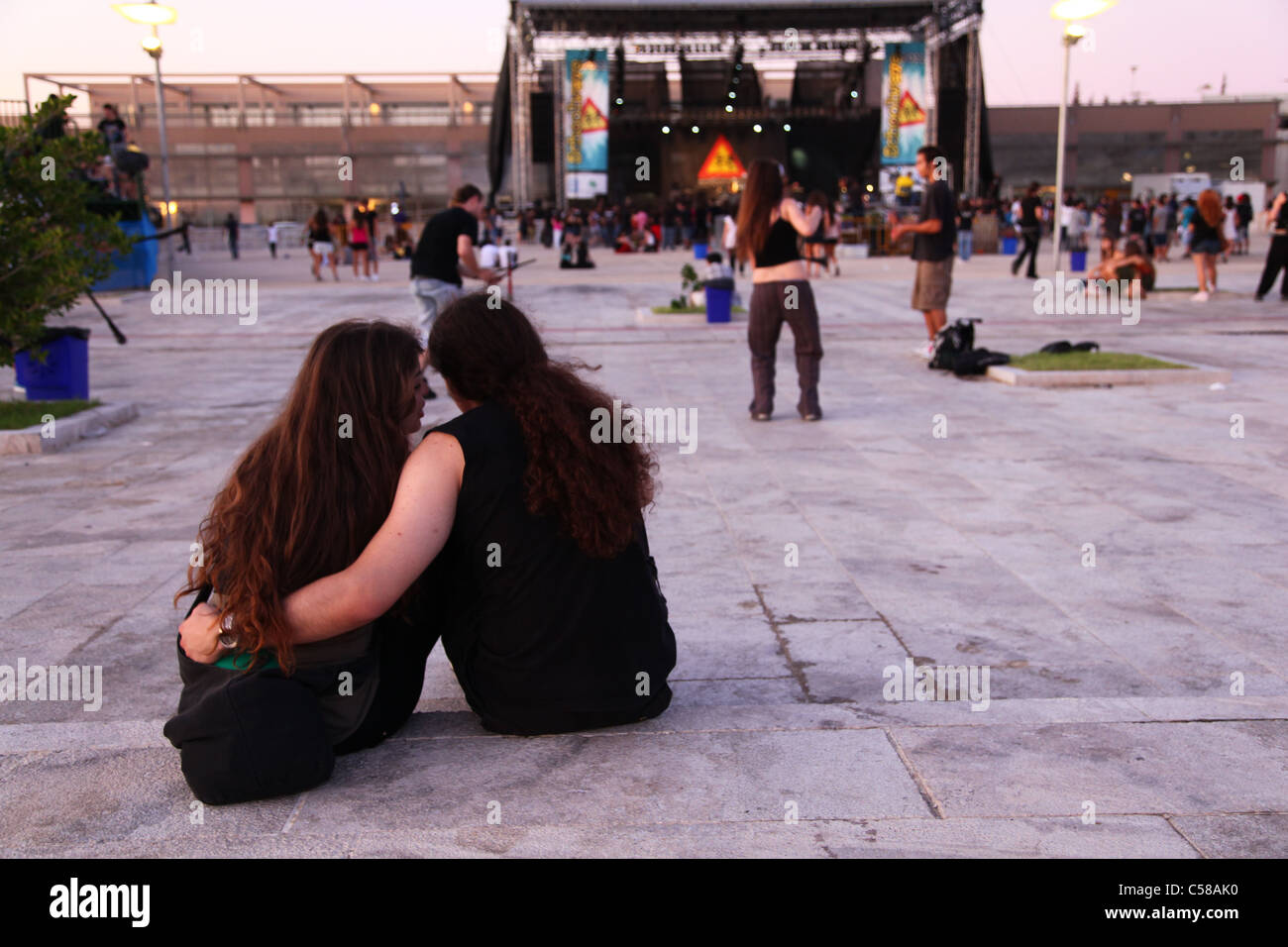 Greece, concert, couple of young Stock Photo - Alamy