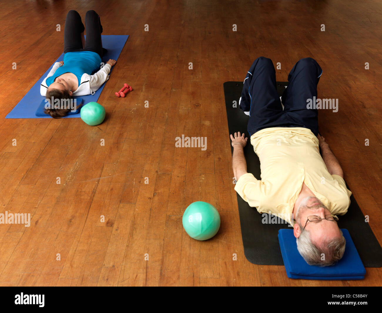 Pilates Physical Fitness Class Stock Photo - Alamy