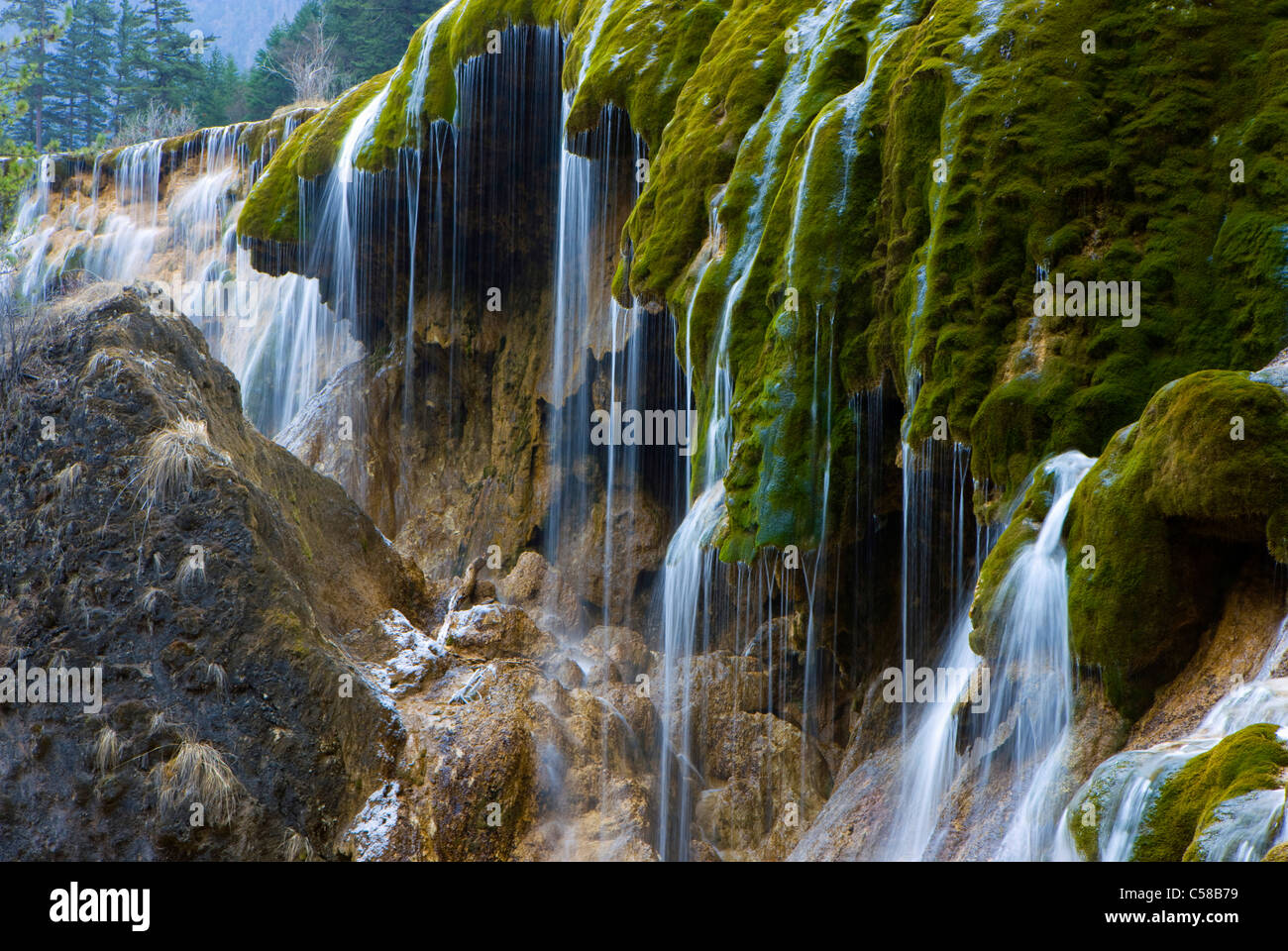 Jiuzhaigou, Pearl Shoal fall, China, Asia, national park, spring ...