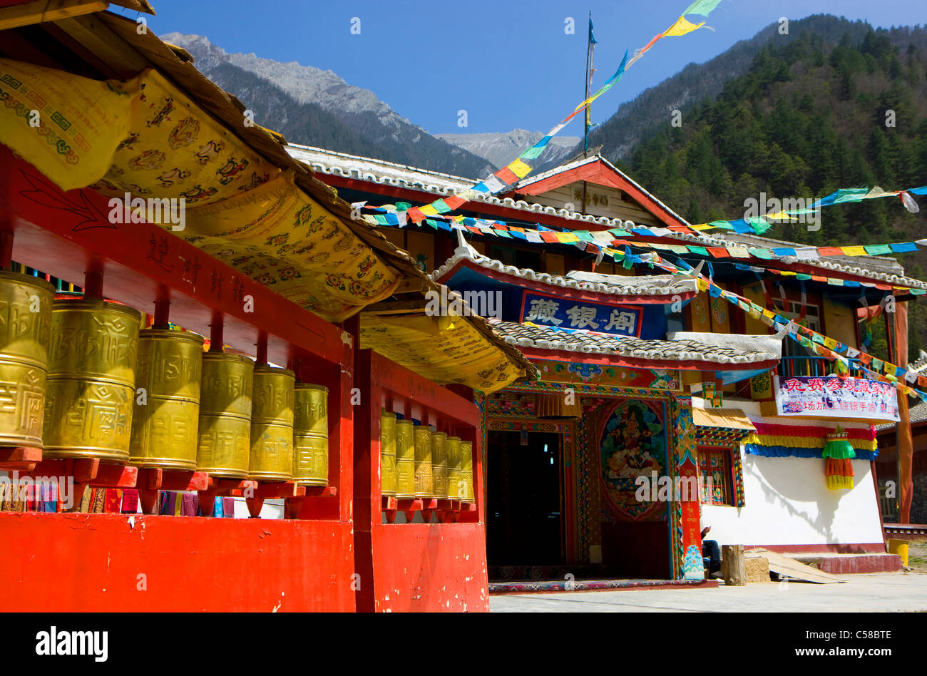 Zechawa Village, China, Asia, village, house, home, painted facade ...