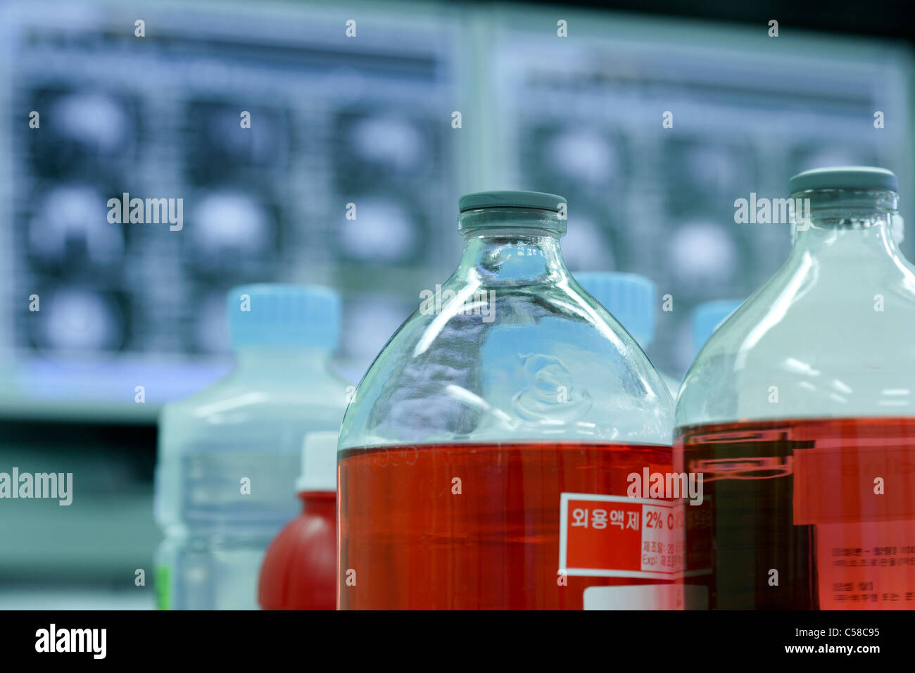Transfusion bottle of blood Stock Photo - Alamy