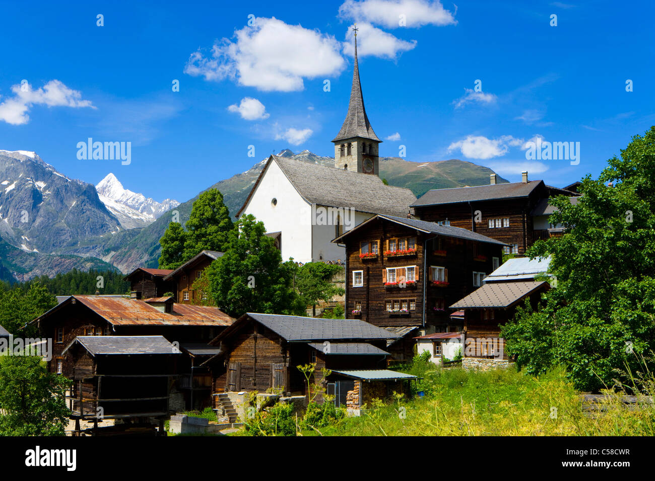 Ernen, Switzerland, Europe, canton Valais, village, houses, homes ...