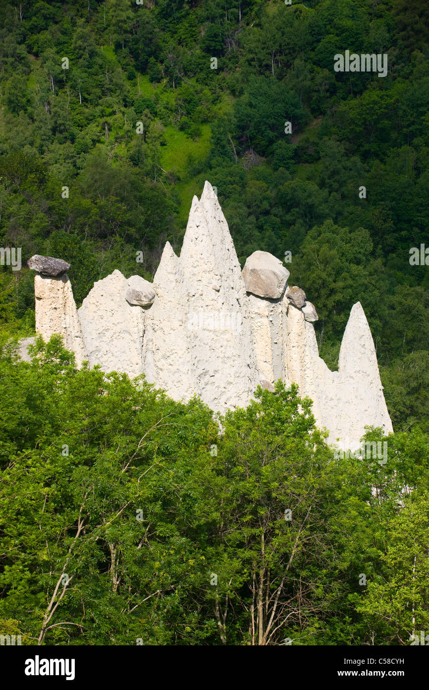 Euseigne, earth pyramids, Switzerland, Europe, canton Valais, nature ...