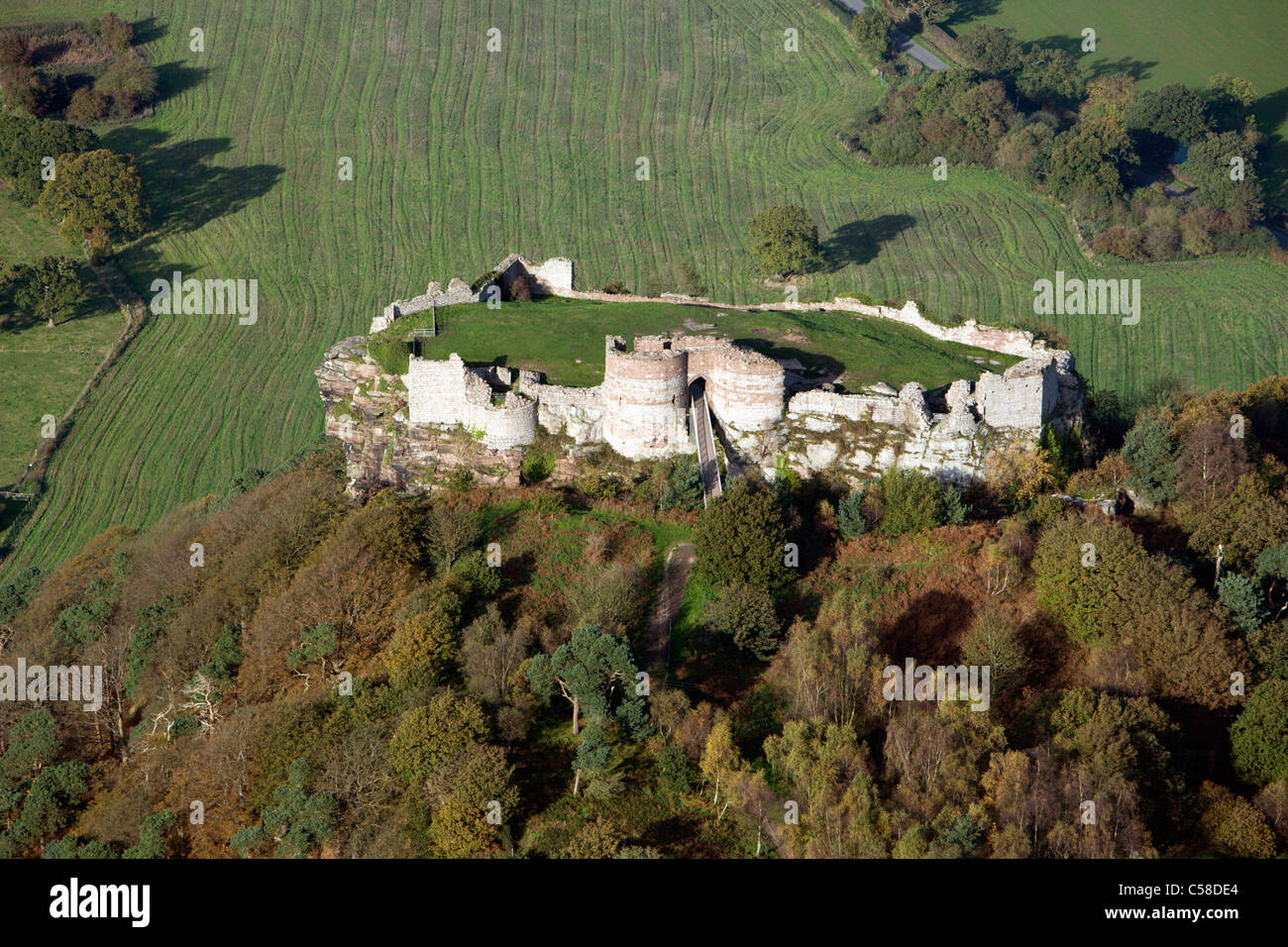 Beeston Castle. Aerial view Stock Photo - Alamy