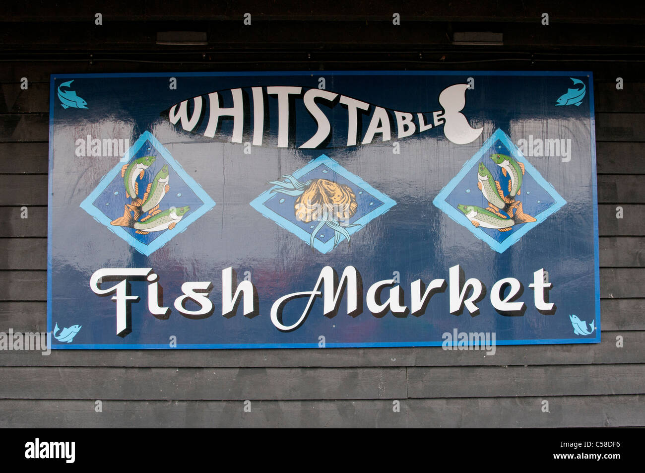 sign for market Whistable Stock Photo - Alamy