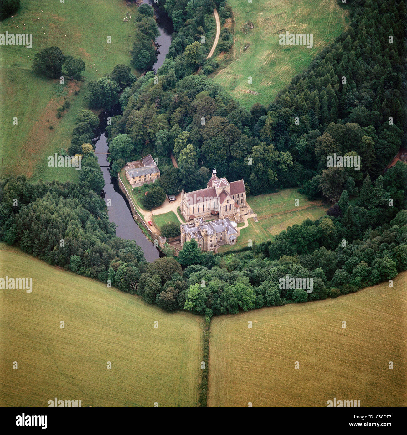 Brinkburn Priory. Aerial view Stock Photo - Alamy