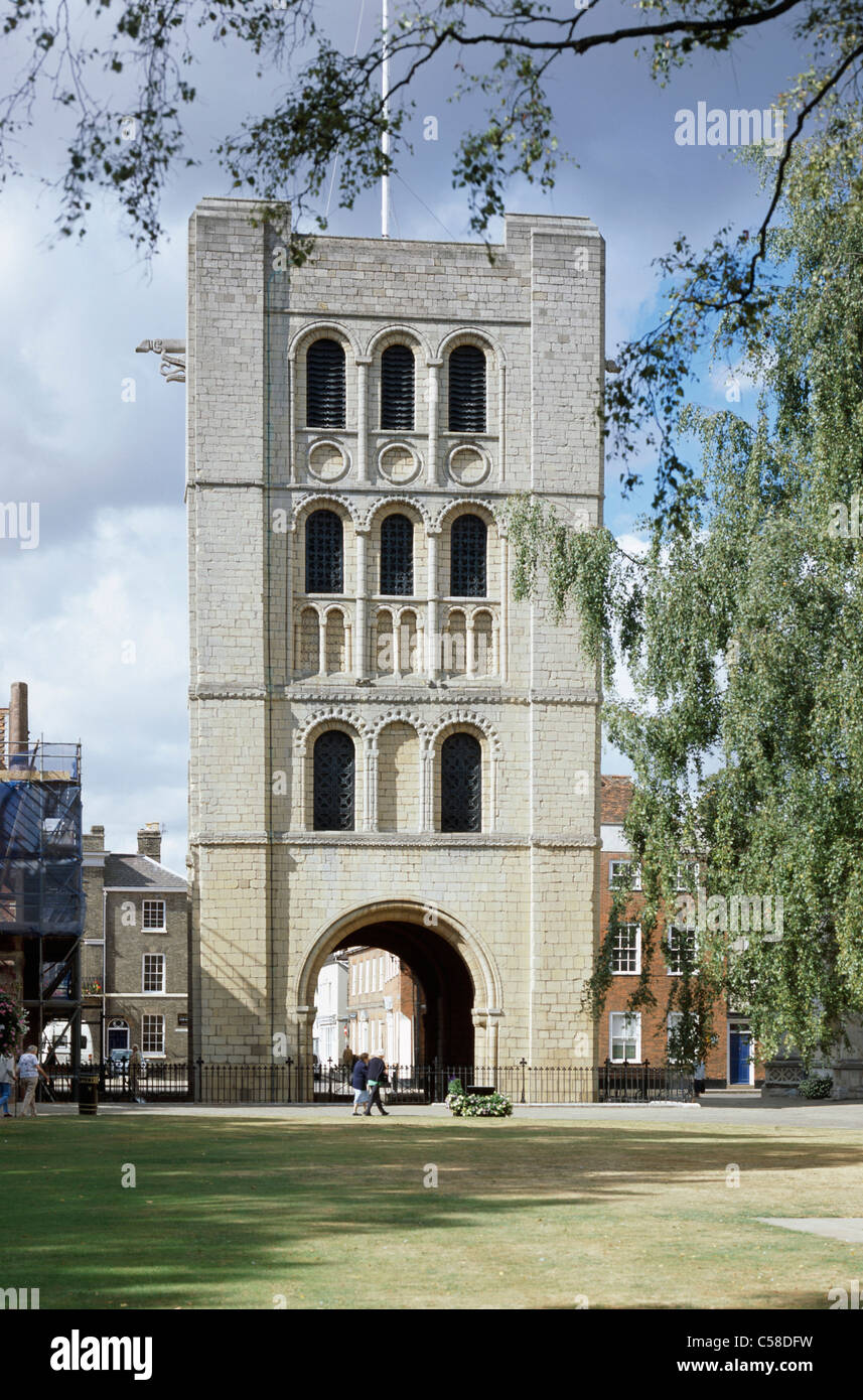 Bury St Edmunds Abbey. Exterior view of the Norman Tower Stock Photo ...