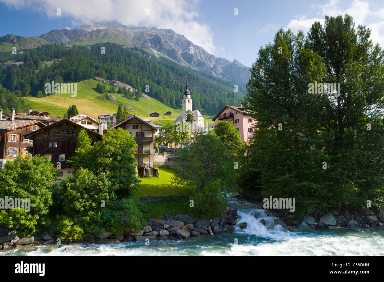 Splugen, Switzerland, Europe, canton Graubunden, Grisons, village ...