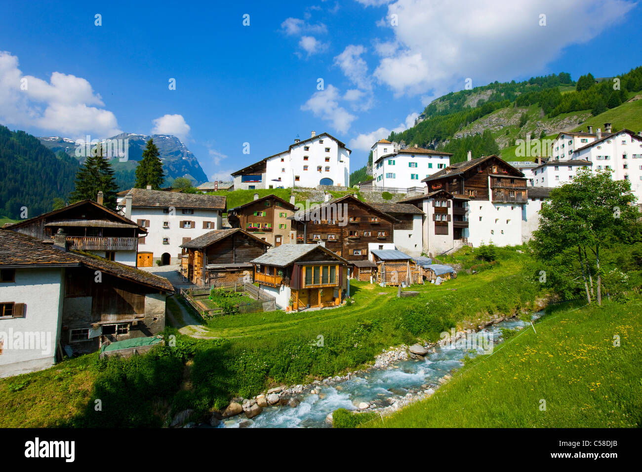 Splugen, Switzerland, Europe, canton Graubunden, Grisons, village ...