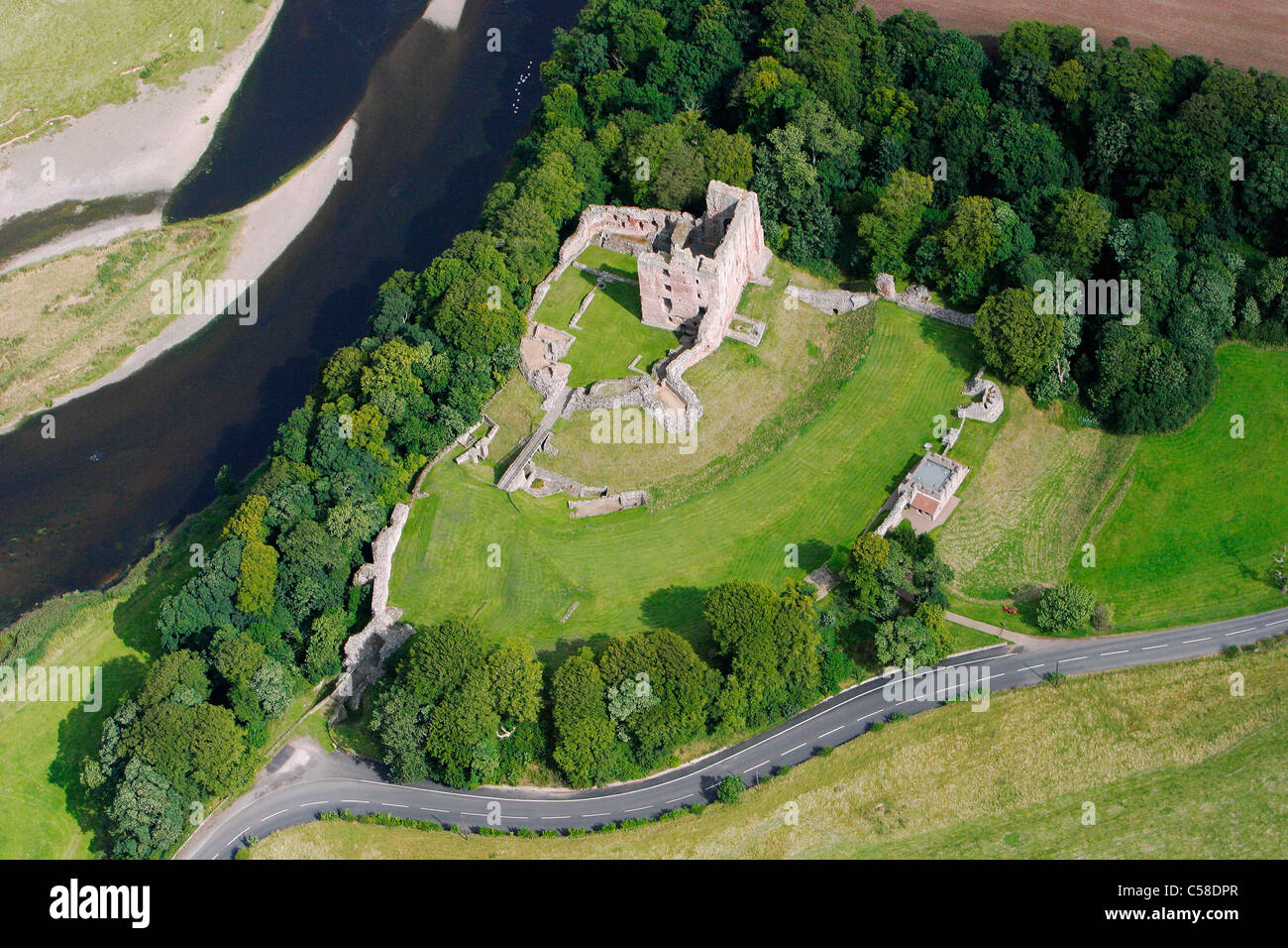 Norham castle aerial hi-res stock photography and images - Alamy