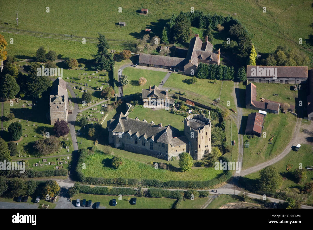 Stokesay Castle. Aerial view Stock Photo - Alamy