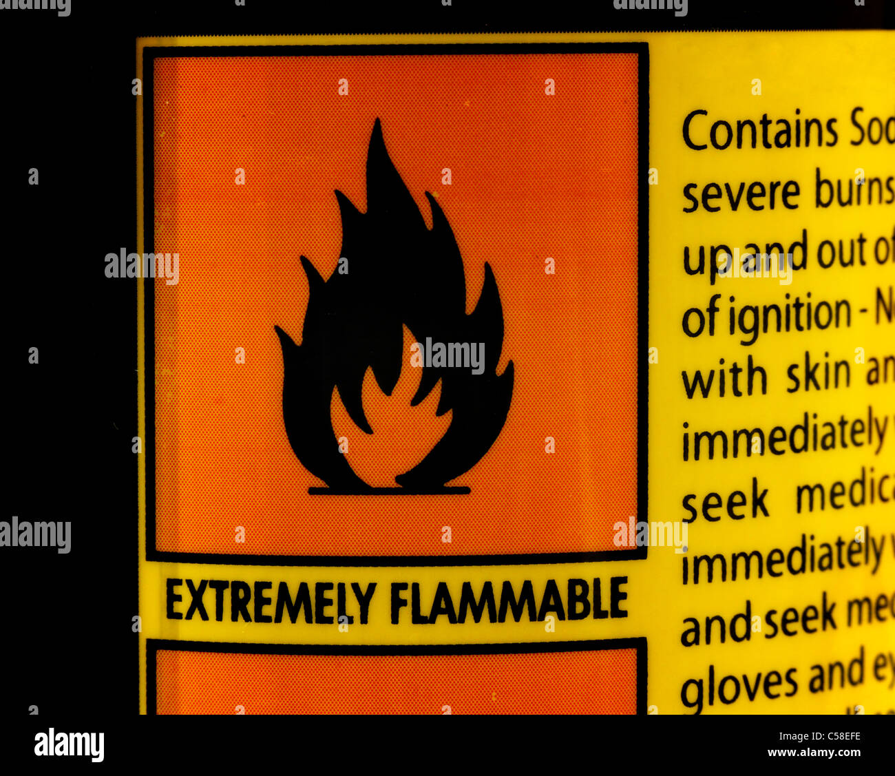 Warning Label Flammable Logo Stock Photo - Alamy