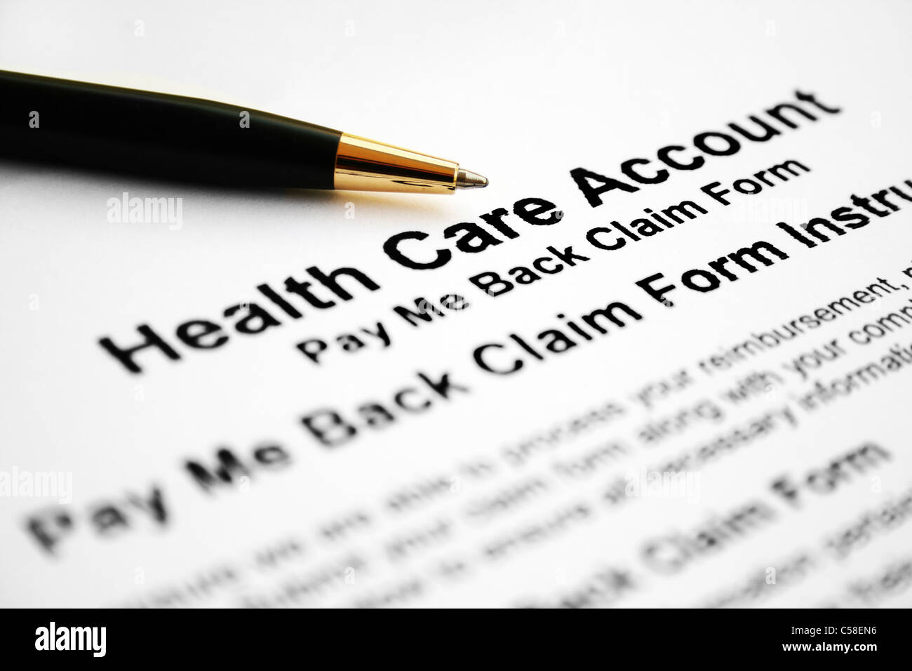 Health Care Account Form Stock Photo - Alamy