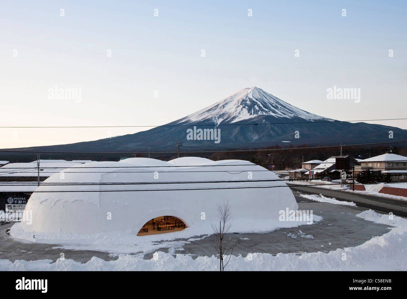 Hoto Fudo, restaurant, Aerial view towards the south, with Mount Fuji ...