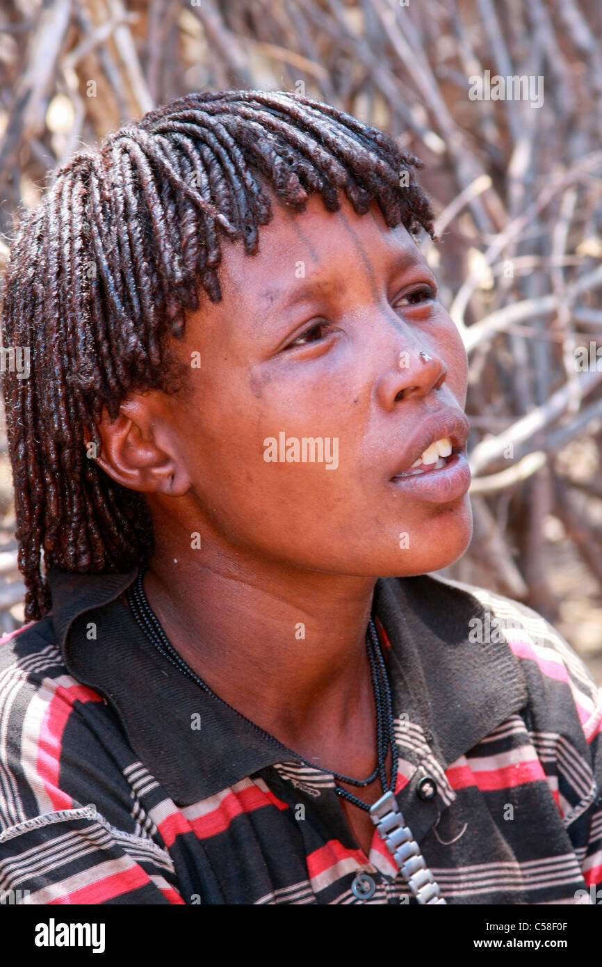 Portrait of a Tsemay tribeswoman at the market at Weyto, Lower Omo ...