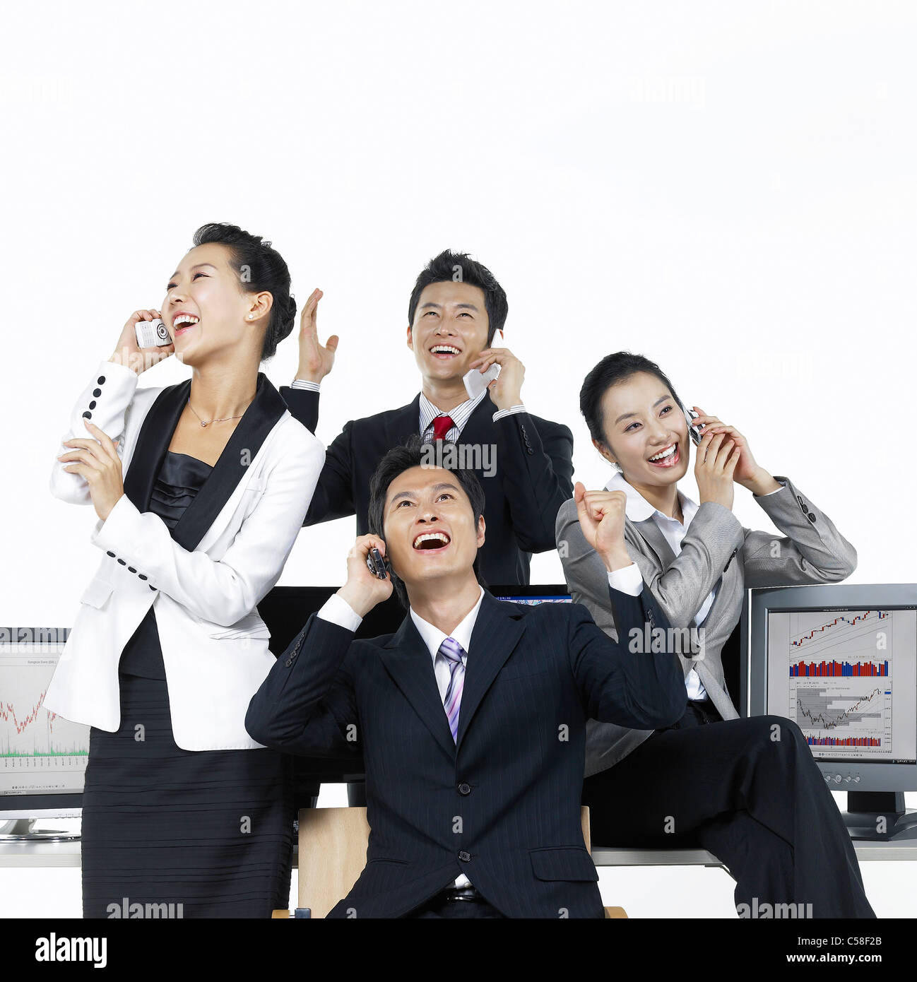 Portrait of Businesspeople Cheering Stock Photo - Alamy