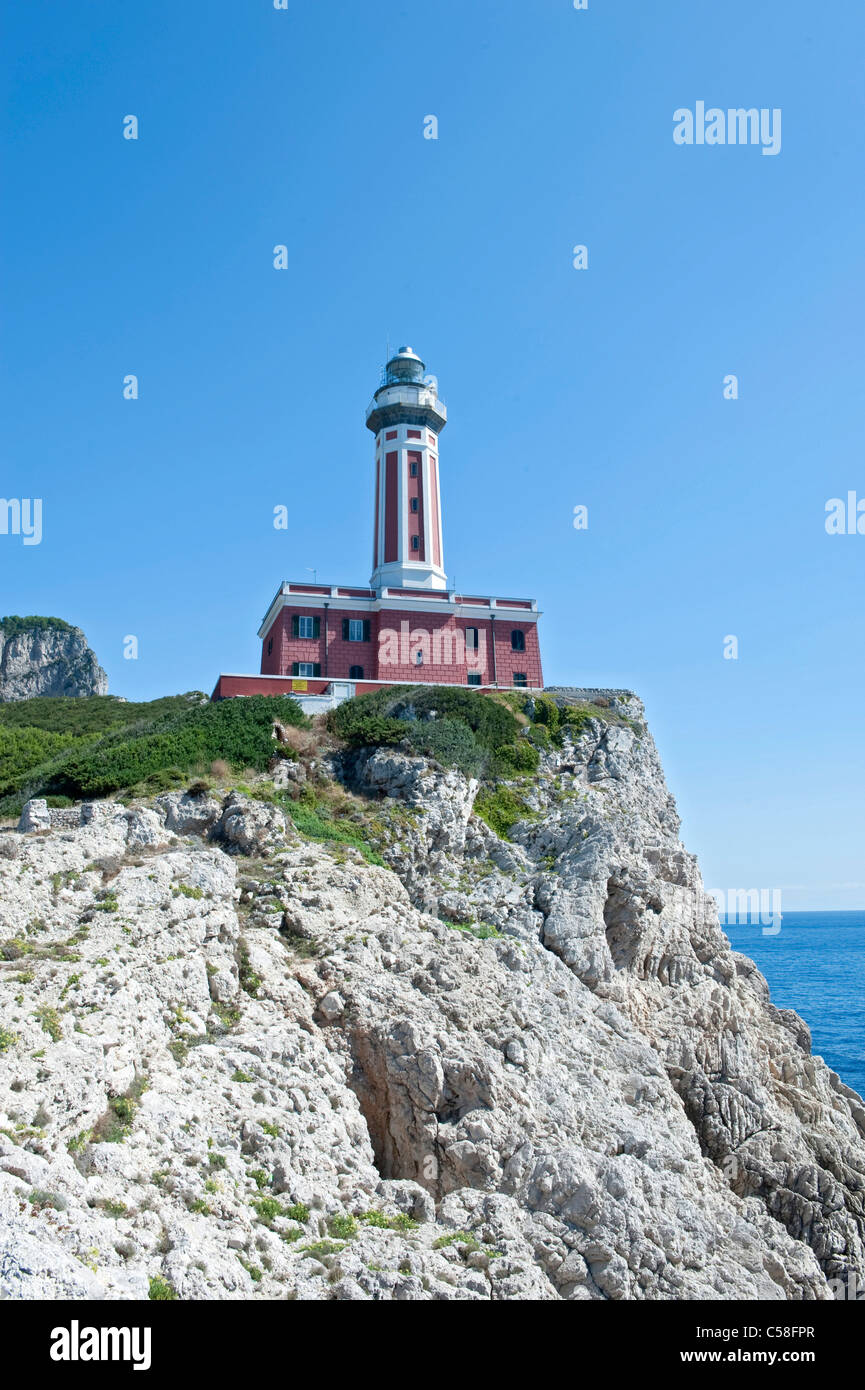 Italy, Capri, lighthouse, Mediterranean Sea Stock Photo - Alamy