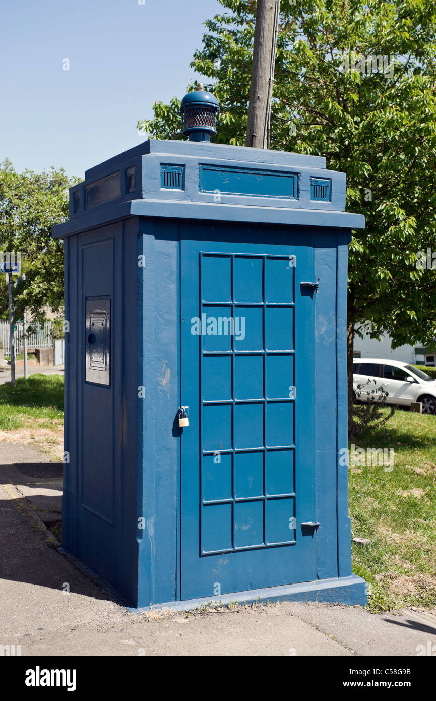 Restored old tardis style blue police box in Newport Gwent South Wales ...