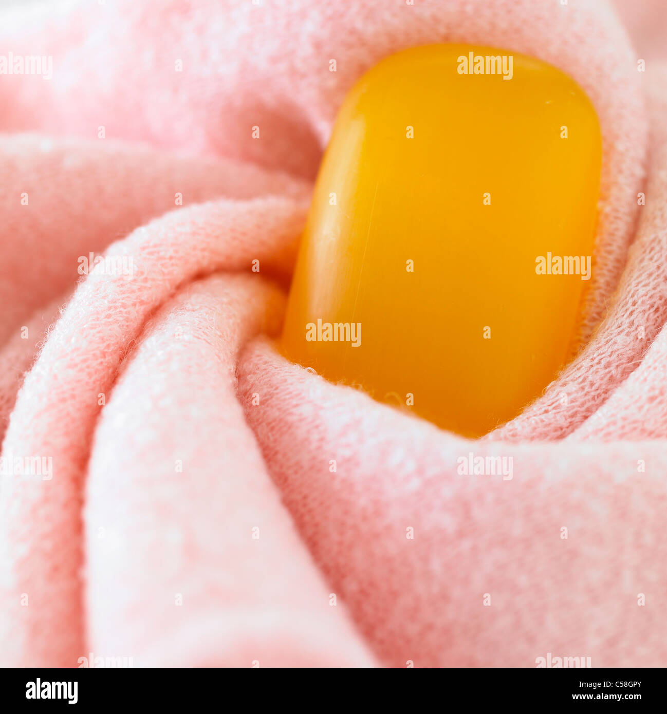 Close-up of soap in towel Stock Photo - Alamy
