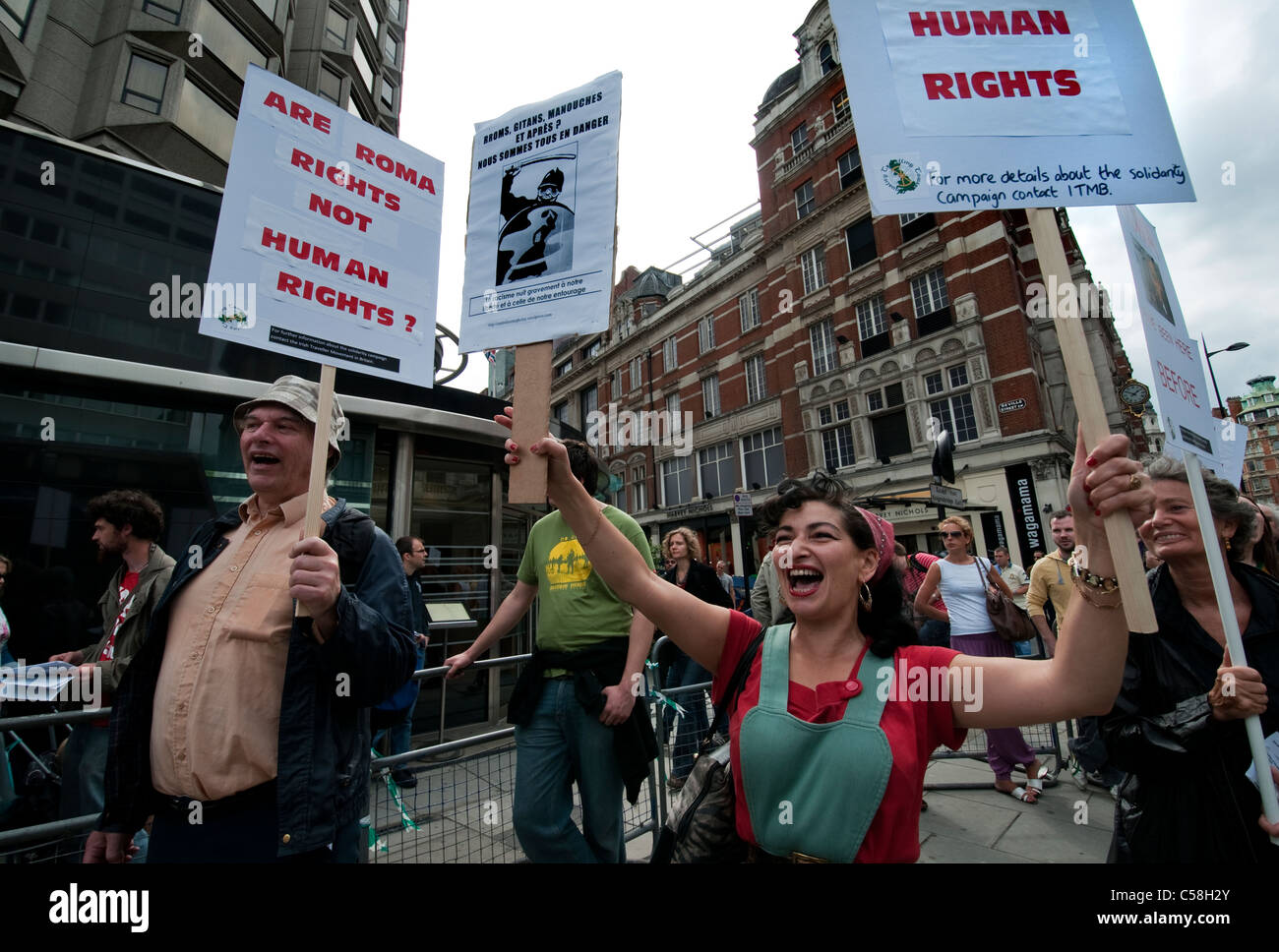 Gypsies protesting racism and lack of human rights London Stock Photo ...