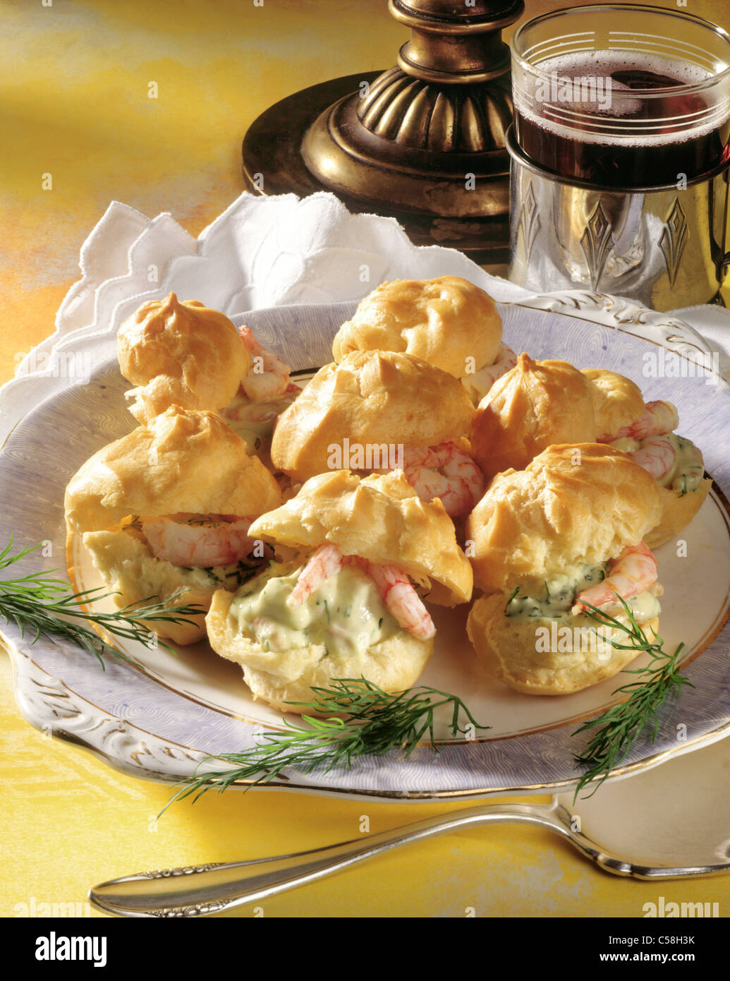 Cream puff with shrimp salad filling Stock Photo - Alamy