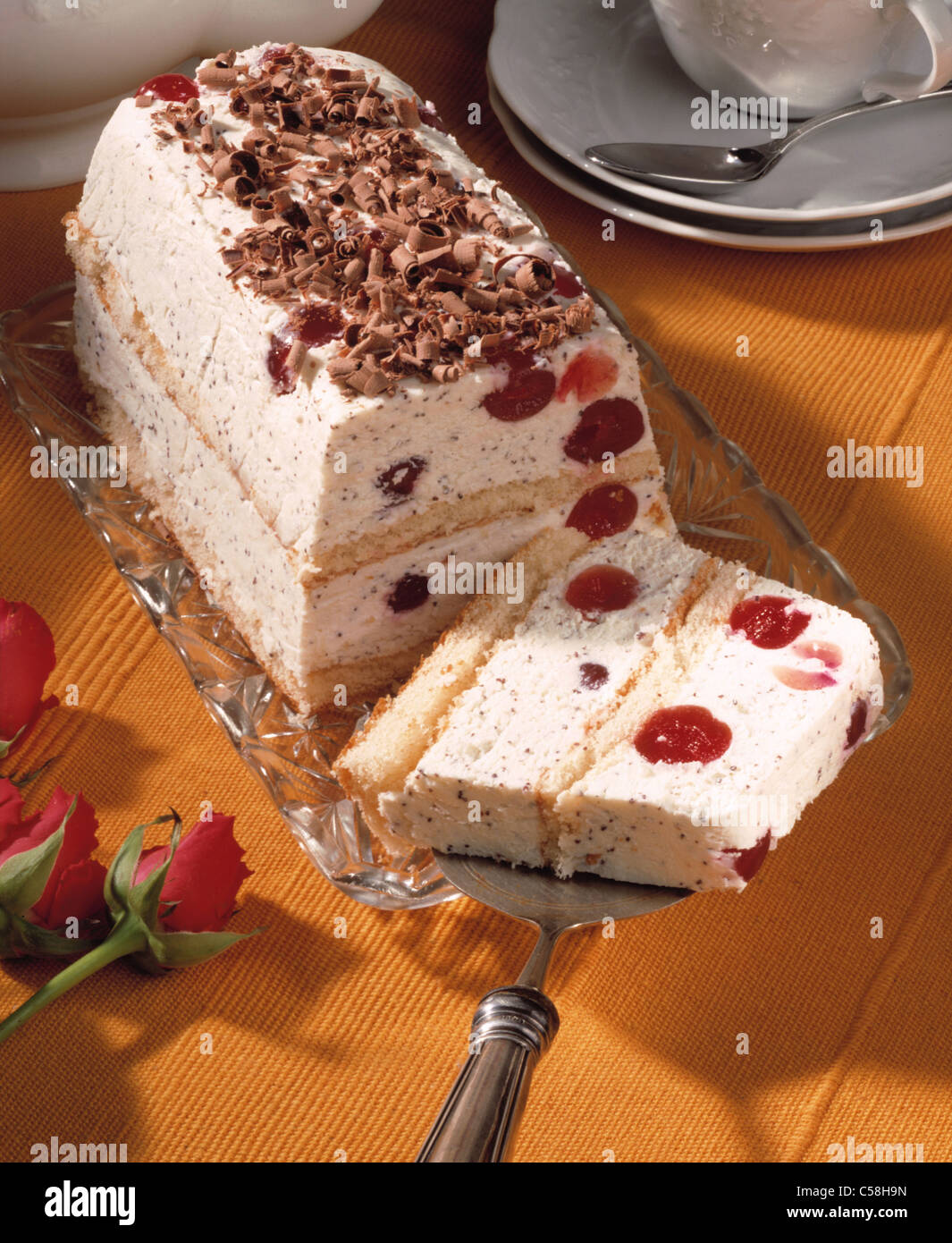 Cherry - ice cream cake Stock Photo - Alamy