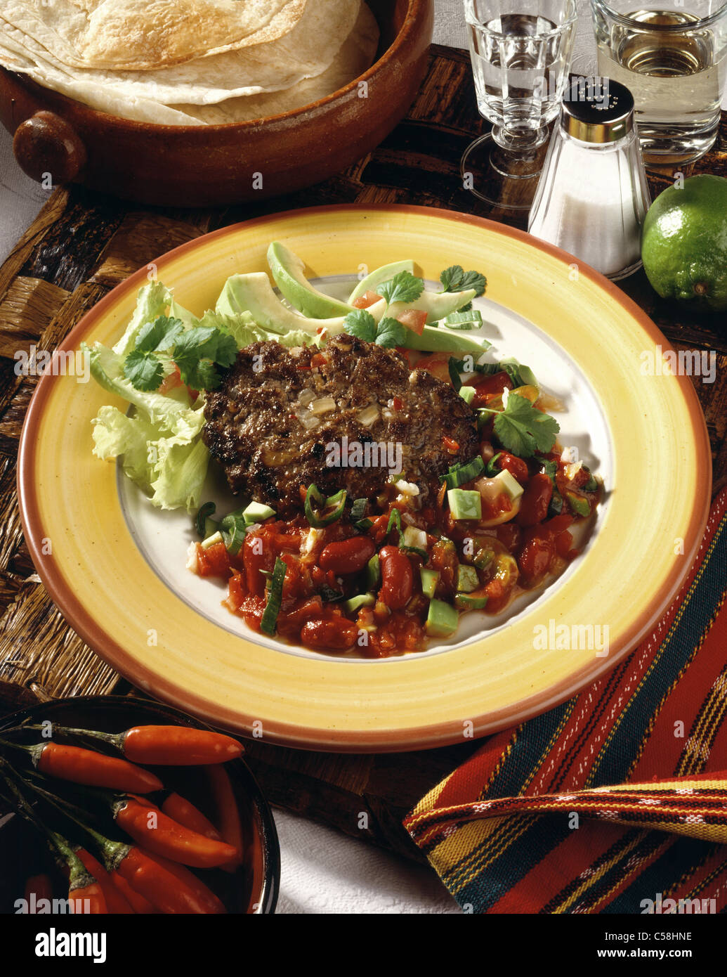 Mexican minced meat steak Stock Photo - Alamy