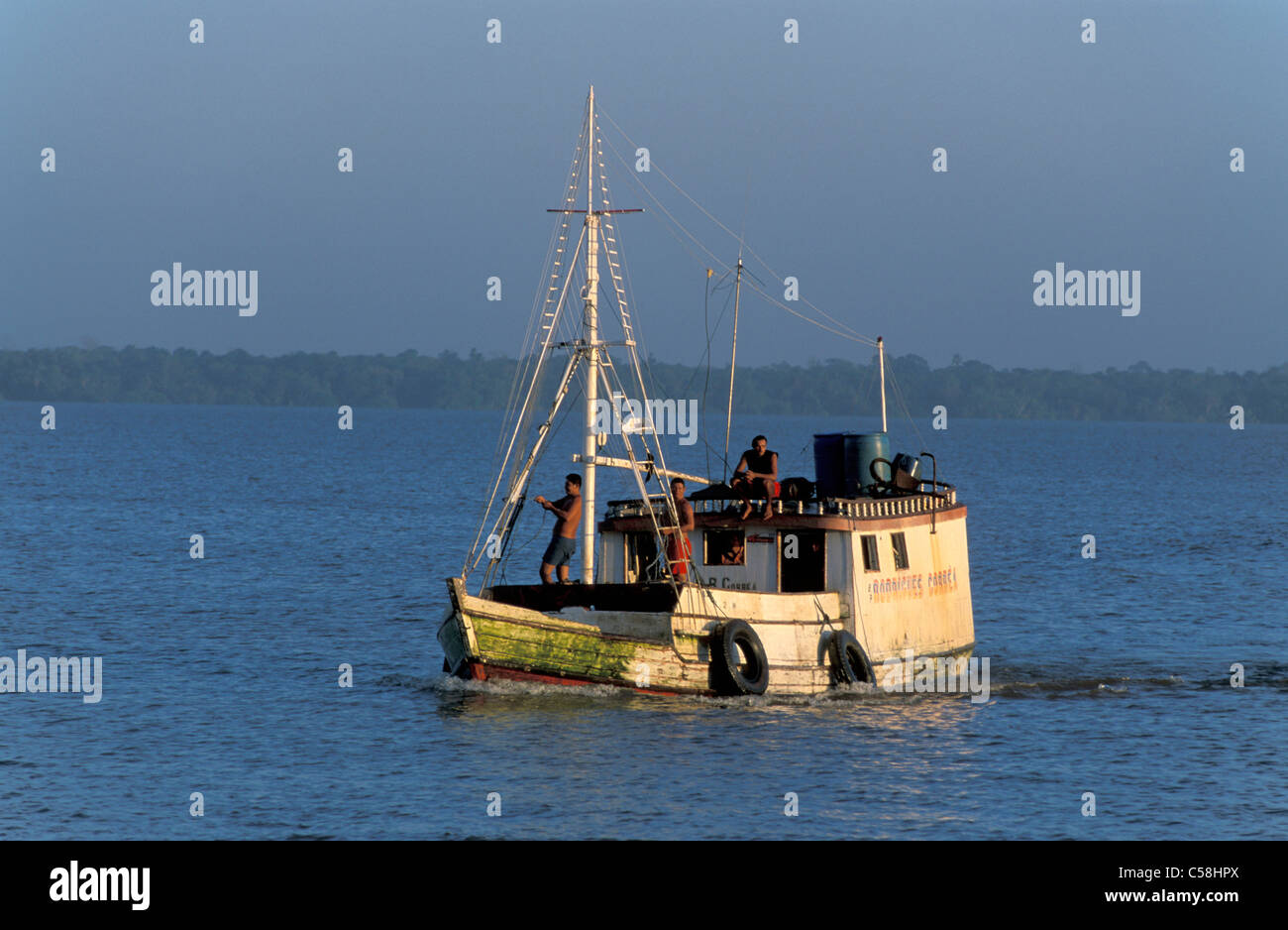 Boat, Rio Amazon, Belem, Amazon Delta, Amazonia, Brazil, South America ...