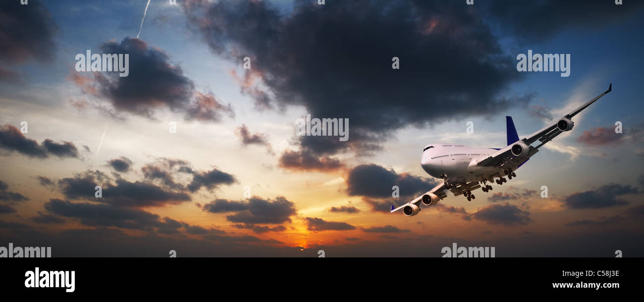 Jet aircraft in flight panorama Stock Photo - Alamy