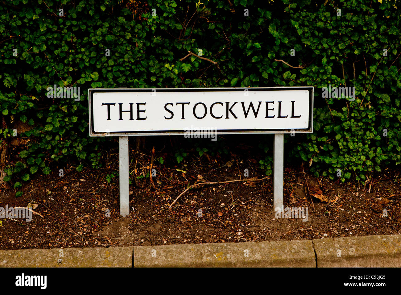UK Rural Village Freestanding Street Sign, 'The Stockwell' Stock Photo ...