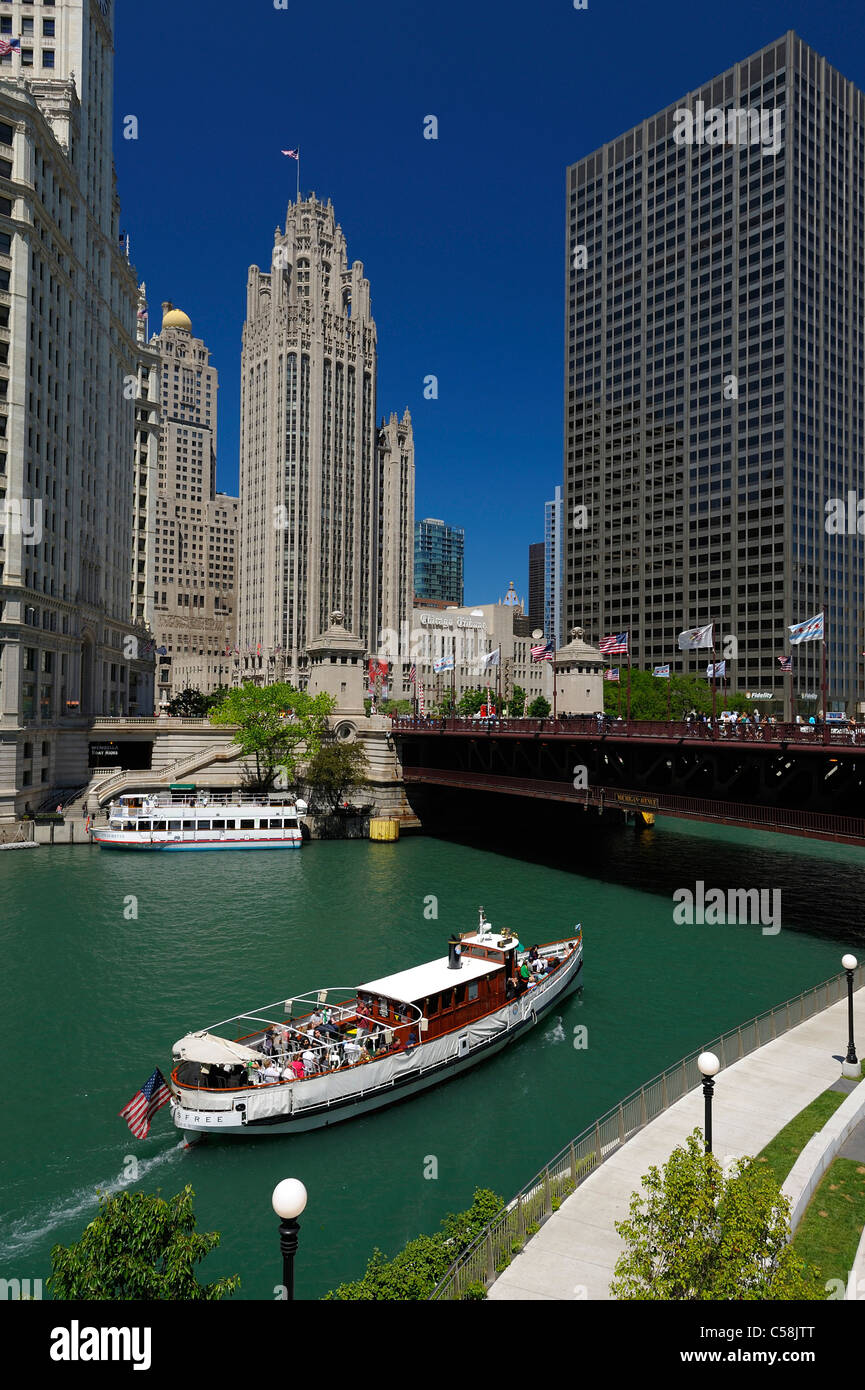Tour Boat, Chicago River, Chicago, Illinois, USA, United States ...
