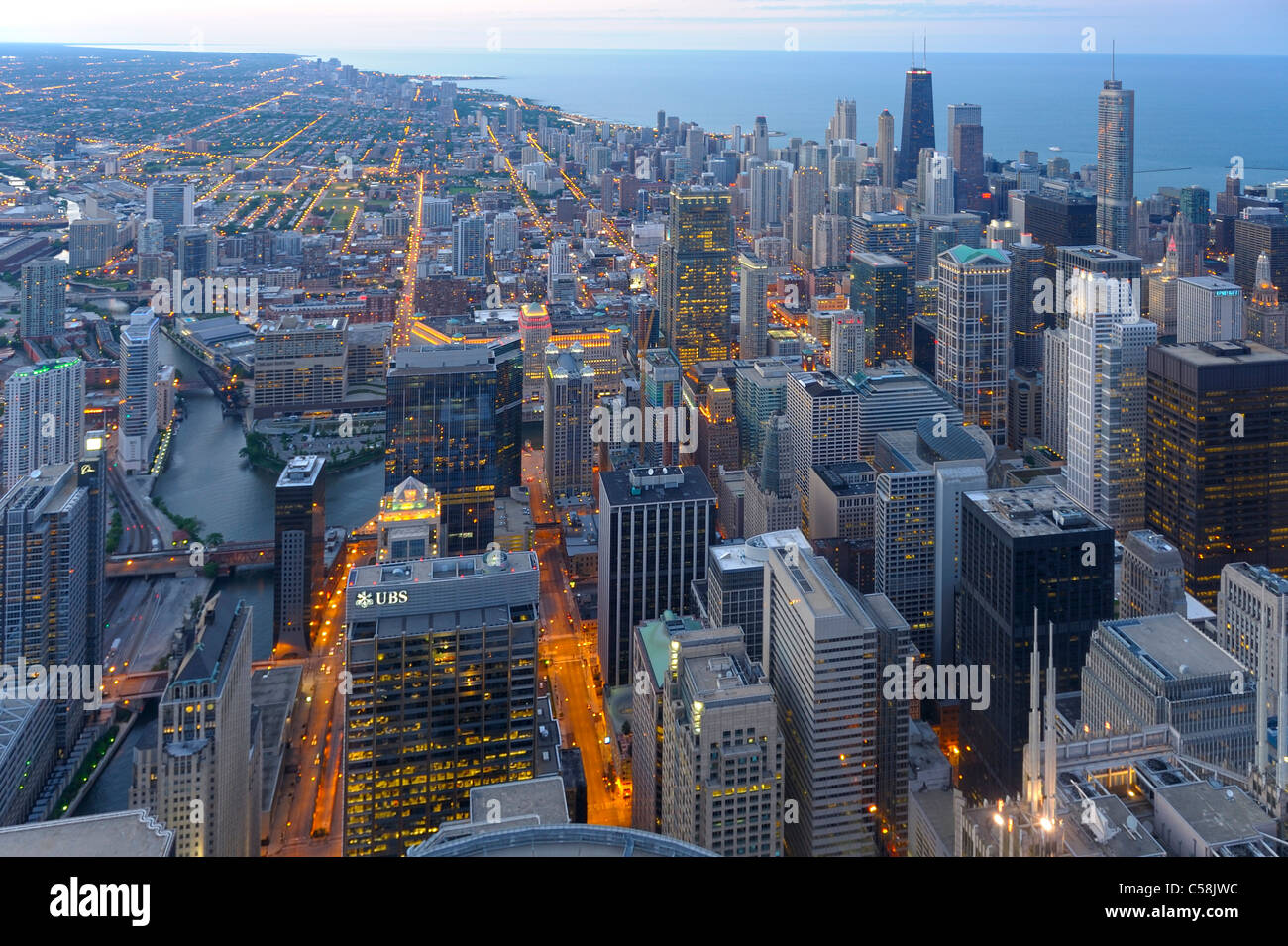 Chicago, from above, from Willis Tower, Chicago, Illinois, USA, United ...
