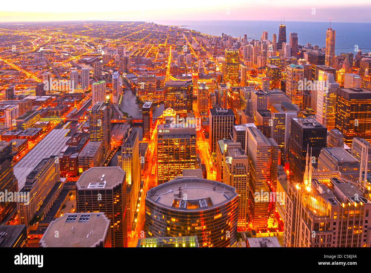 Chicago, from above, from Willis Tower, Chicago, Illinois, USA, United ...