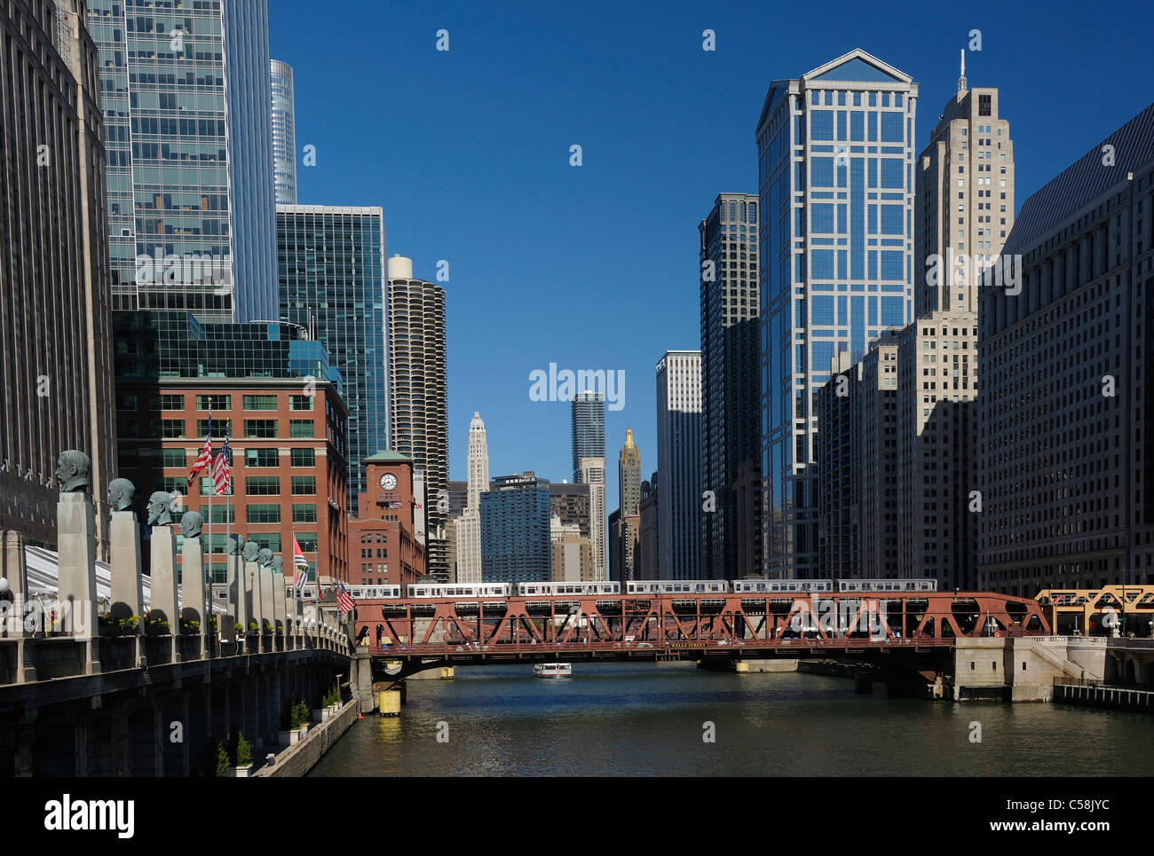 Bridge, Chicago River, Downtown, Chicago, Illinois, USA, United States ...