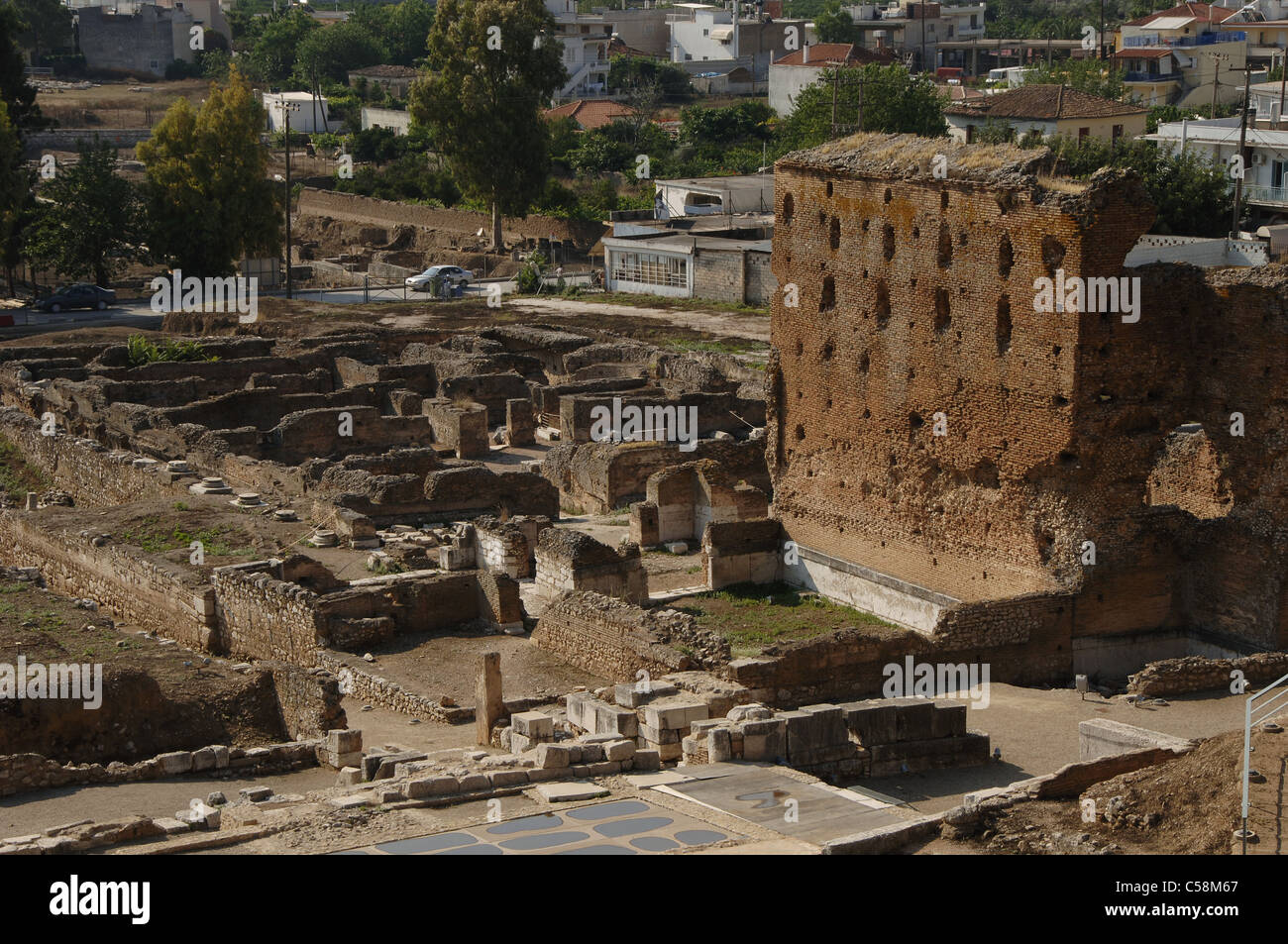 Greece. Argos. Roman Baths and Theatre detail. Ruins. Peloponnese ...