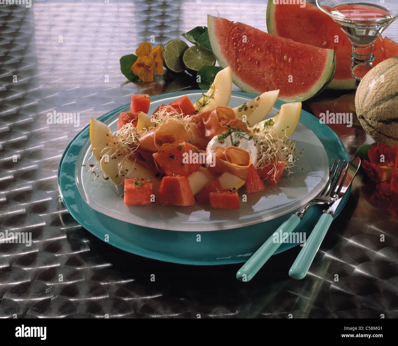 Pepper - melon with goat cheese Stock Photo - Alamy