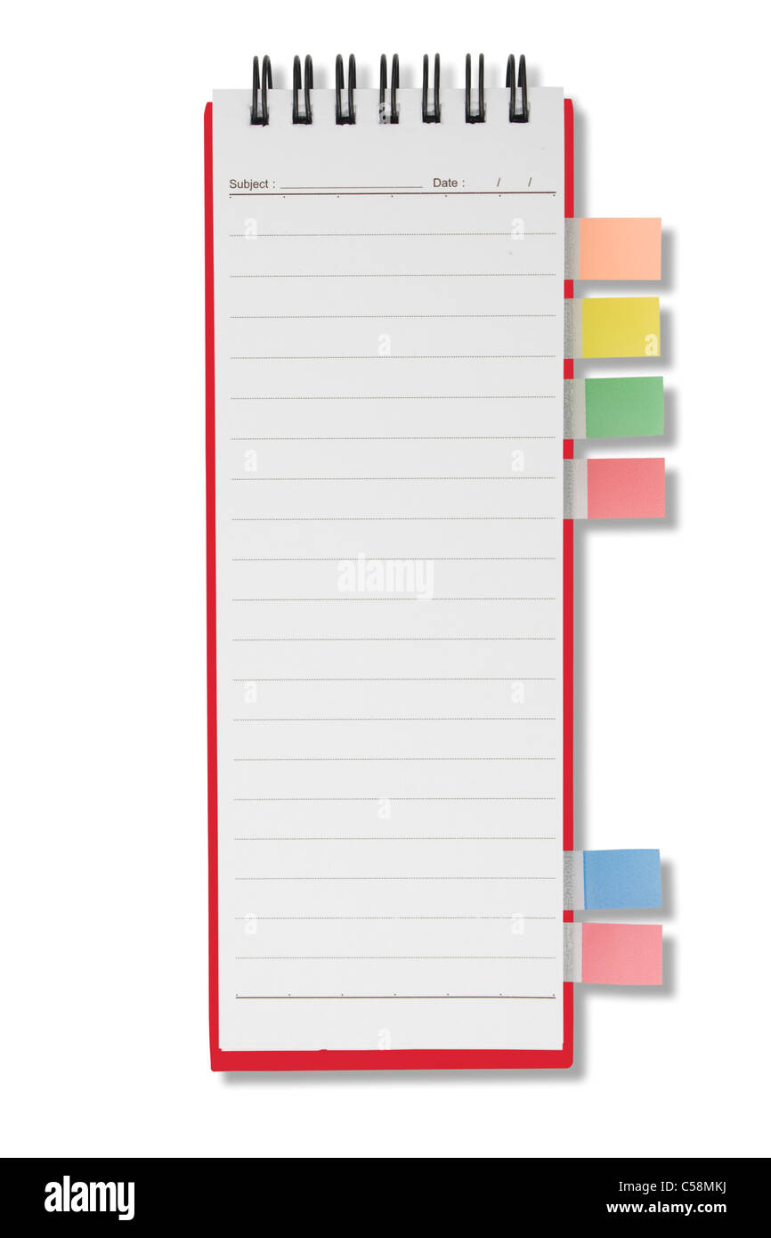 Mini blank page long shape notebook and tag for separate page Stock ...