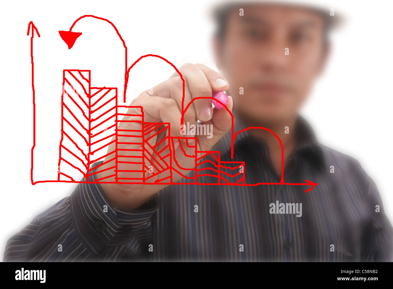 A man is writing a graph for analysis Stock Photo - Alamy