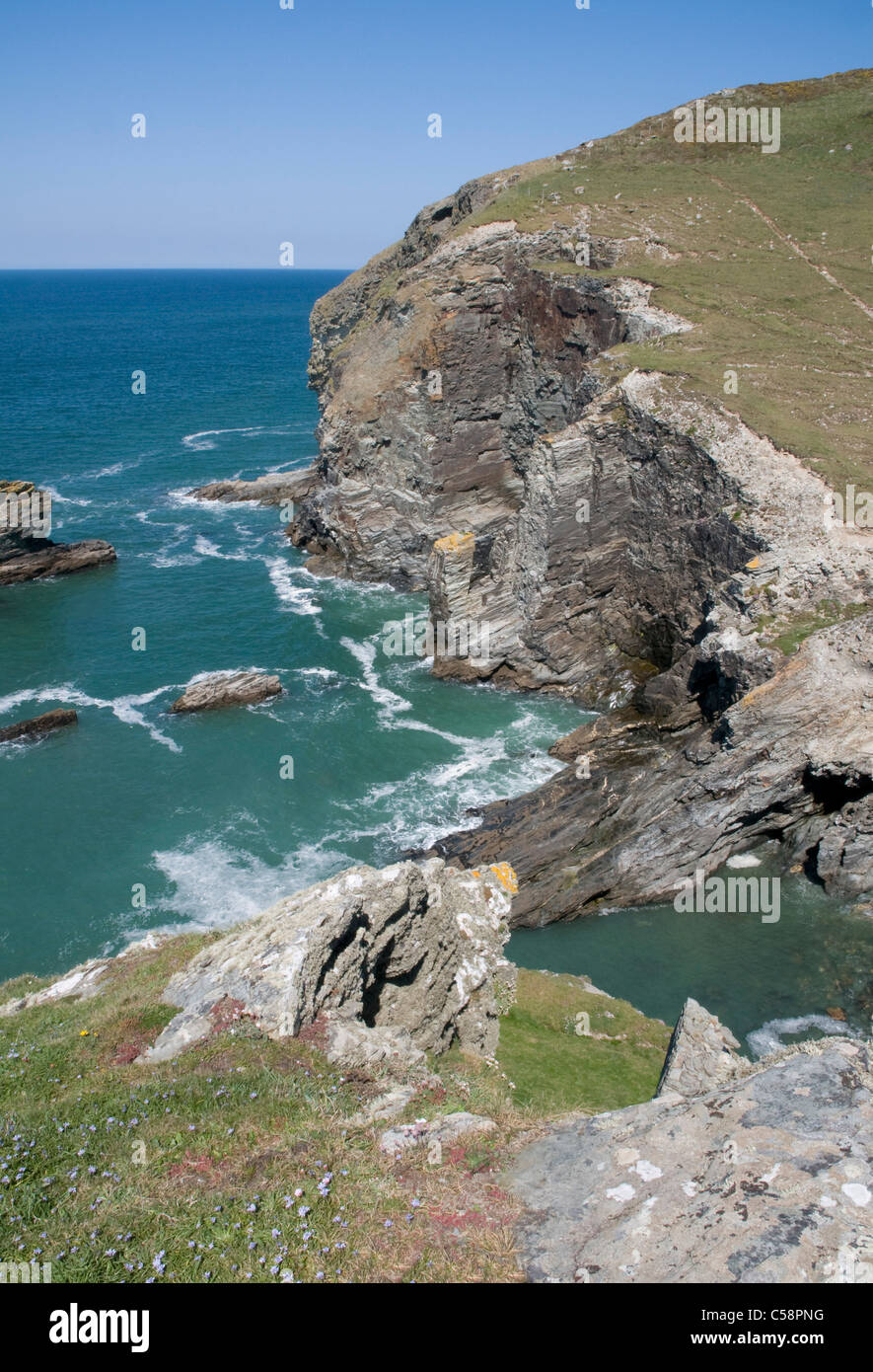Backways Cove and Dennis Point on Cornwall's Atlantic coast, just south ...