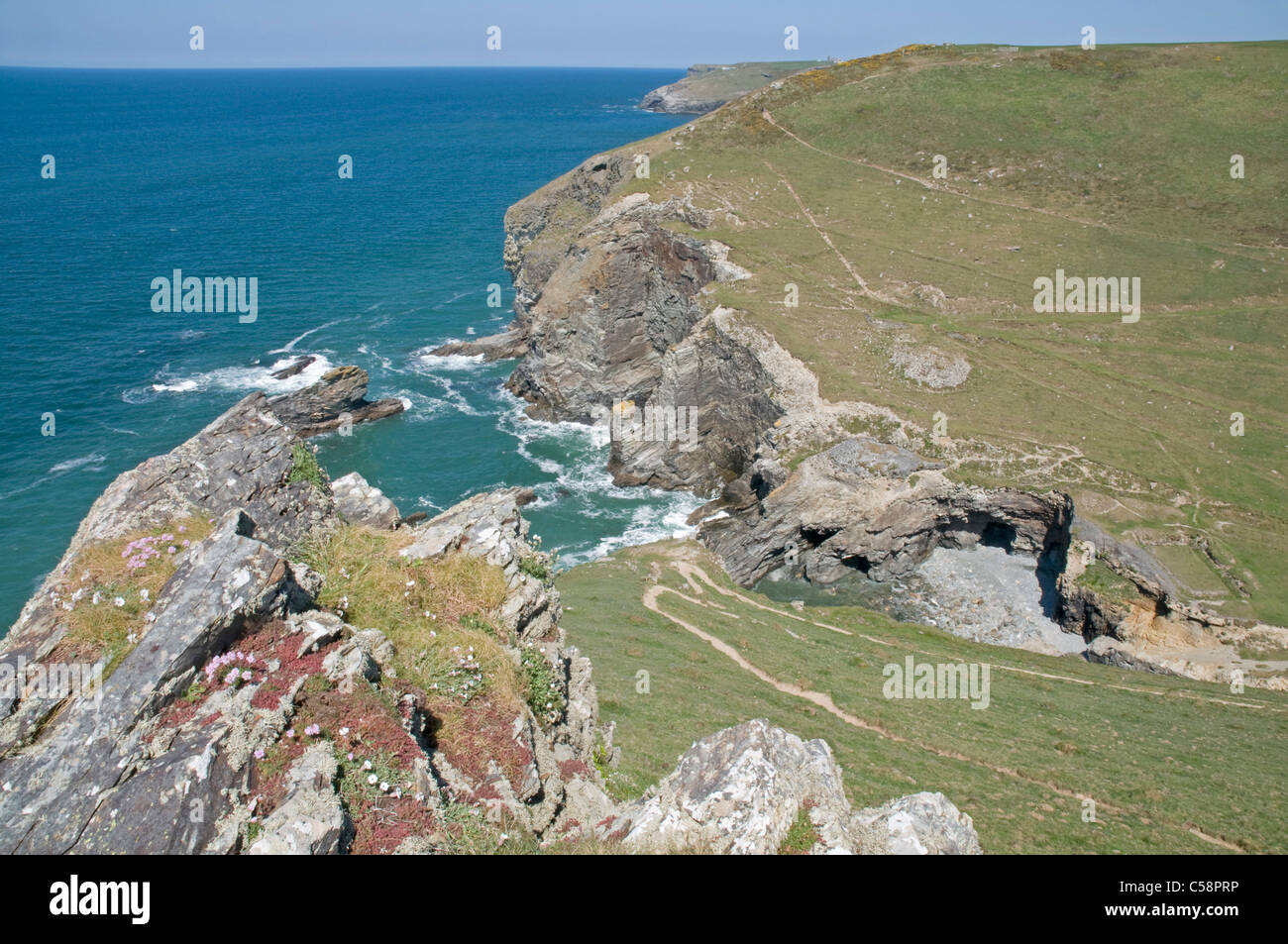 Backways Cove and Dennis Point on Cornwall's Atlantic coast, just south ...