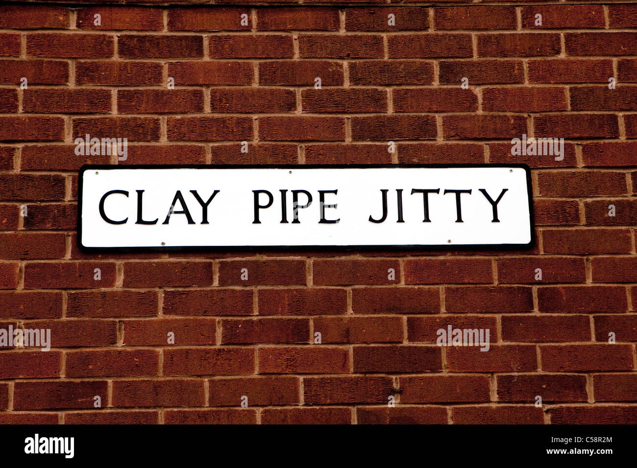 UK British wall mounted street / road sign, "Clay Pipe Jitty Stock ...