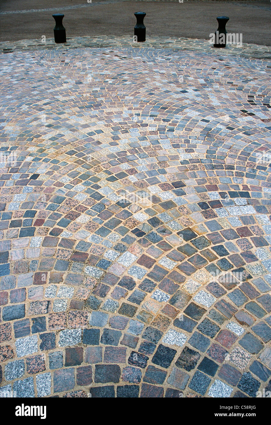 Cobblestones create an interesting pattern in a walkway path, Clamency ...
