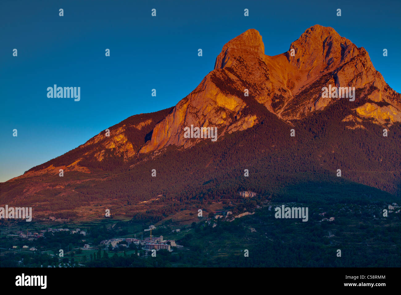 Spain, Catalonia, Pyrenees, Pedraforca. The Pedraforca Mountain in the ...