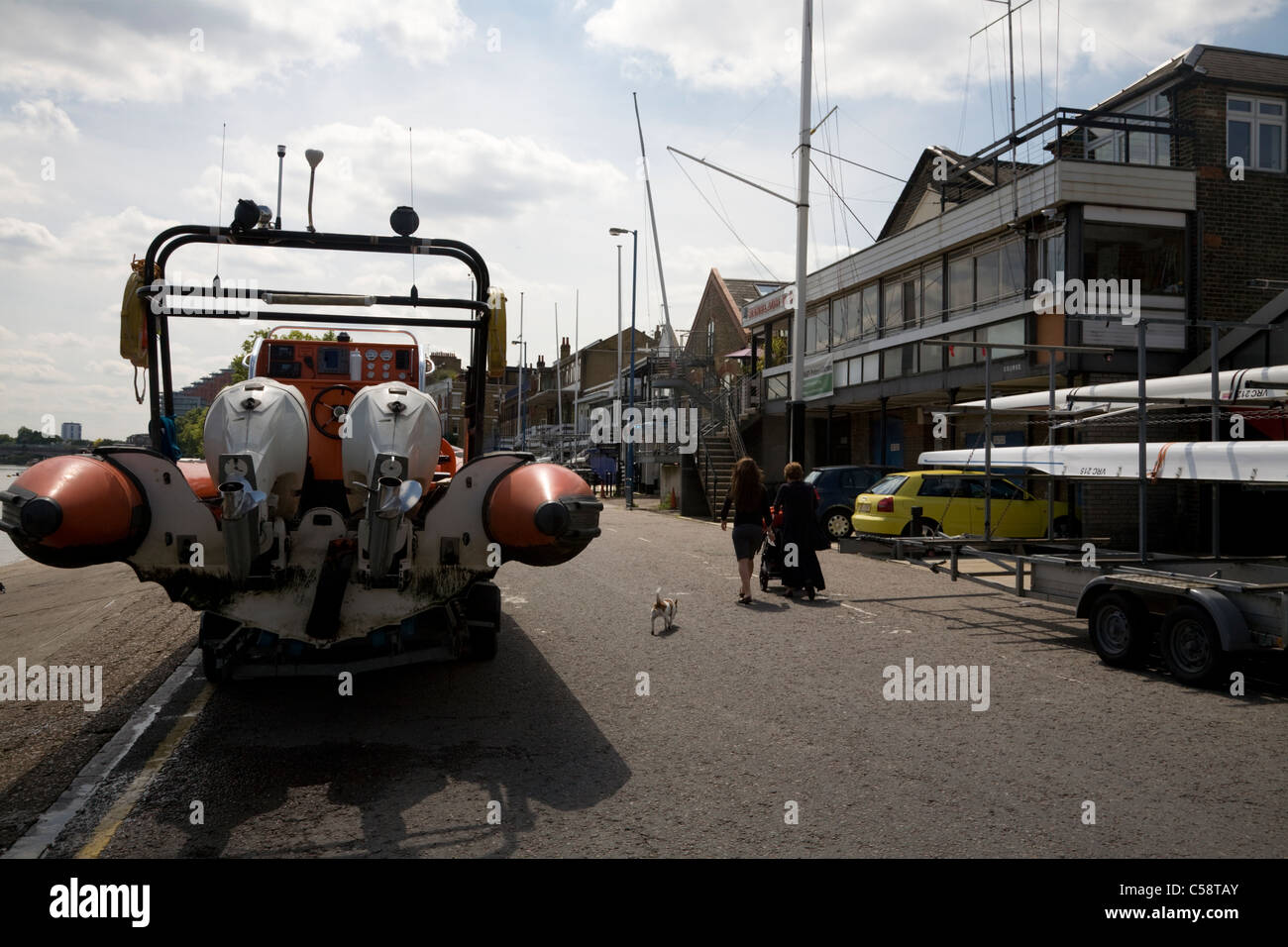 rowing clubs river thames putney london england Stock Photo - Alamy