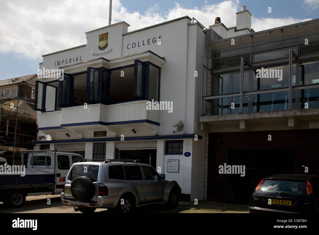rowing clubs river thames putney london england Stock Photo - Alamy