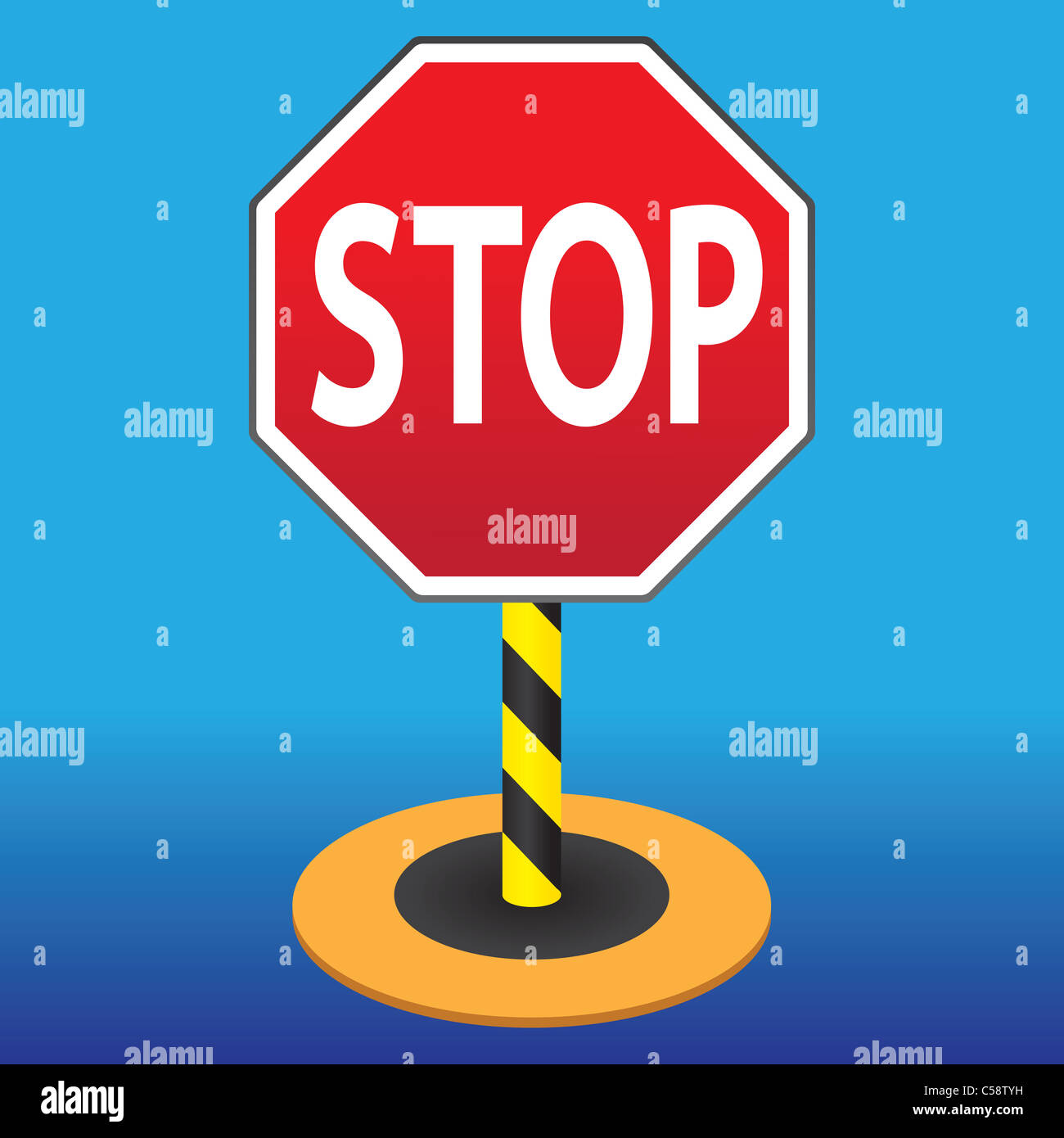 Road sign STOP on blue background. Abstract illustration Stock Photo ...