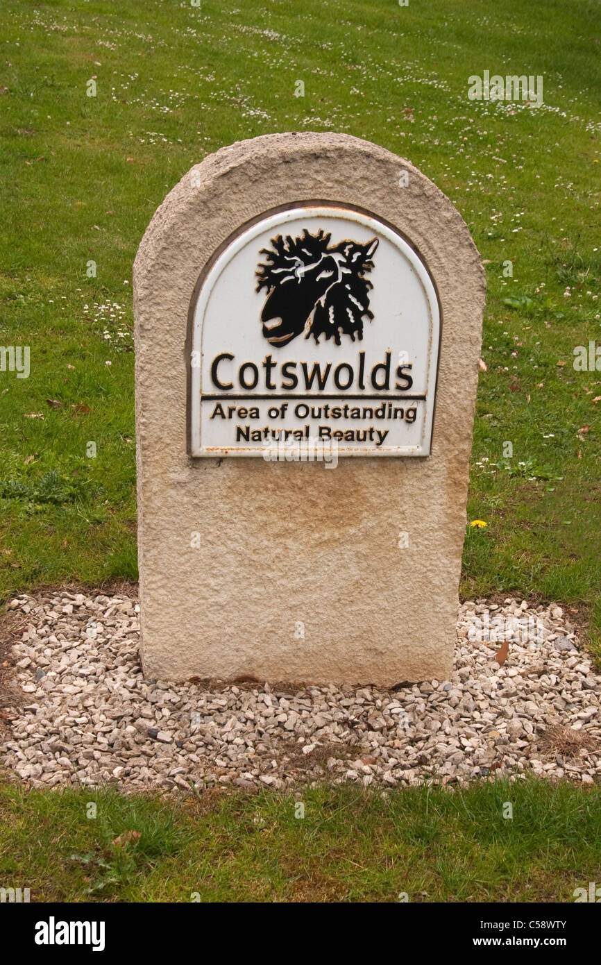 Cotswolds Area of Outstanding Natural Beauty sign , Broadway Stock ...